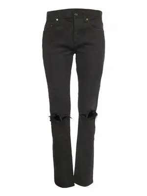 Saint Laurent Distressed Denim Trousers - Black