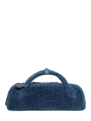 ALAÃA Alaïa Le Teckel Clutch In Shaved Shearling - Blue