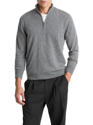 Vince Black Cashmere Quarter-Zip Sweater Medium Heather Grey