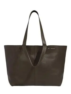 Ami Pebbled-leather Tote - Army Green