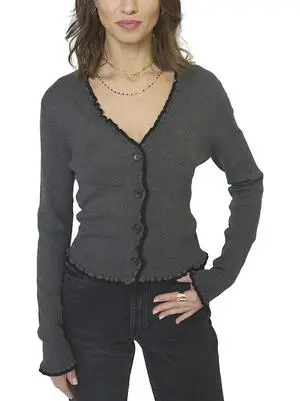 Central Park West Isla Fitted V-neck Cardigan - Heather-grey