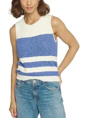 Central Park West Chunky Novelty Shell Top - White-blue