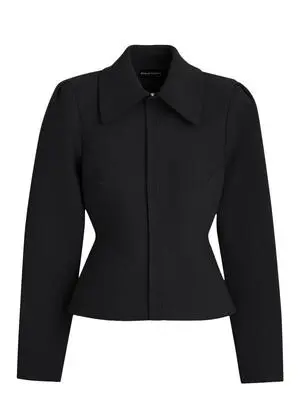 Scanlan Theodore Crepe Knit Peplum Collar Jacket Black