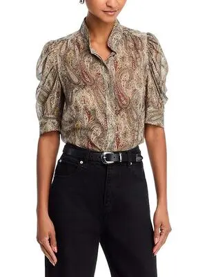 FRAME The Paisley Gillian Silk Blouse - Ecru Multi