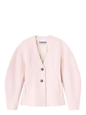GANNI V-neck Blazer - Pink