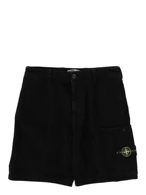 Stone Island Cargo Shorts With Logo Patch - Black
