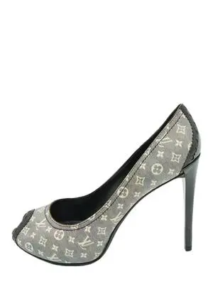 LOUIS VUITTON Mini Lin Monogram Peep-toe Stiletto Pumps - Blue