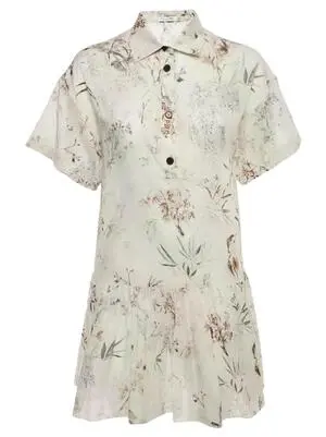Dior Floral Print Cotton Mini Dress - White