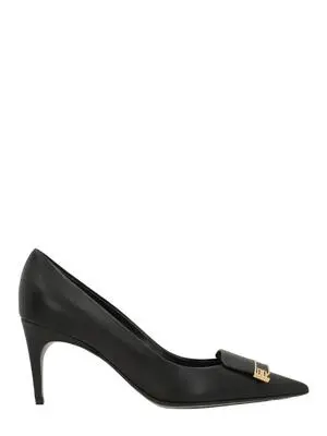 SERGIO ROSSI Heeled Pumps With Gold-tone Detail - Black