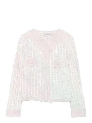 CHARLOTT Fringed-detail Pocket Cardigan - Pink