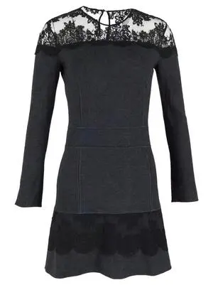 Roberto Cavalli Lace-trim Mini Dress - Grey