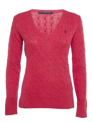 Polo Ralph Lauren Cable-knit V-neck Sweater - Pink