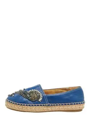 Prada Shimmer Crystal Espadrille Flats - Blue