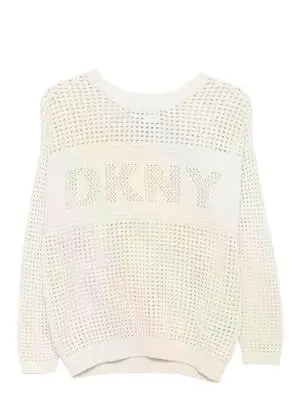 Dkny Logo-detail Long-sleeve Sweater - Neutrals