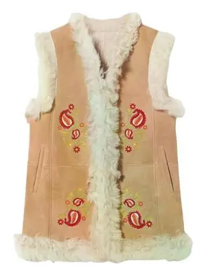 FORTELA Donna Floral-embroidered Shearling Vest - Neutrals