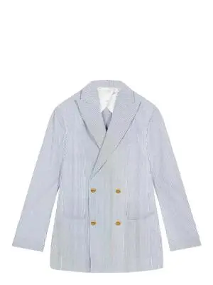 FORTELA Oscar Seersucker Double-breasted Blazer - Blue