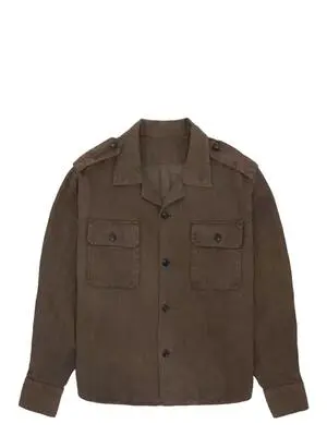FORTELA Epaulette Military Shirt - Brown