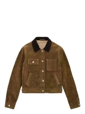 FORTELA Fedra Corduroy-collar Leather Jacket - Brown