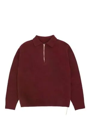 FORTELA Zip-Neck Wool Sweater Red
