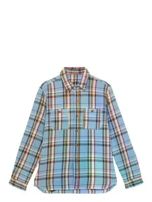 FORTELA Work Checked Pocket Shirt - Blue