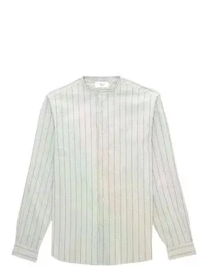 FORTELA Striped Stand-up Collar Shirt - Neutrals