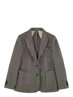 FORTELA Houndstooth Single-breasted Blazer - Black