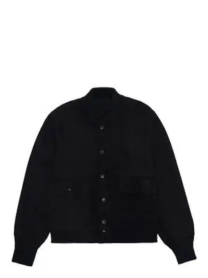 FORTELA Cruiser Buttoned Bomber Jacket - Black