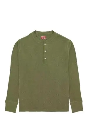 FORTELA Amish Waffle-knit Henley T-shirt - Green