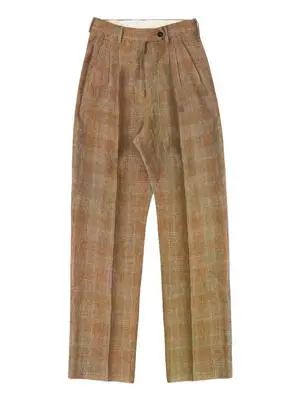 FORTELA Josephine Check Pleated Trousers - Brown