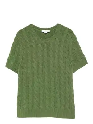 Vince Cable-knit Short-sleeve T-shirt - Green