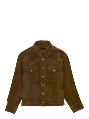 FORTELA Chest-pocket Suede Jacket - Brown