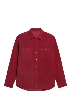 FORTELA Work Patch-pocket Corduroy Shirt - Red
