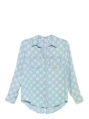 Dkny Buttoned-front Print Shirt - Blue