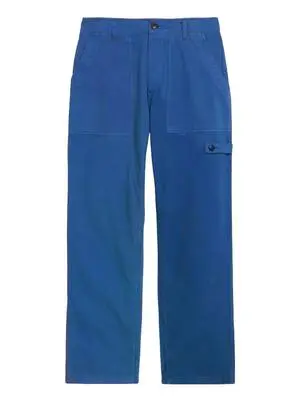 FORTELA Herringbone Weave Patch Pocket Trousers Blue