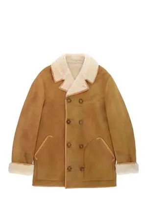 FORTELA Double-breasted Shearling Jacket - Brown