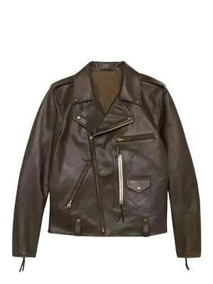 FORTELA Asymmetrical-zip Leather Jacket - Brown