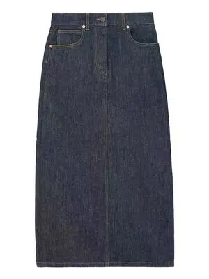 FORTELA Denim Slit Maxi Skirt - Blue