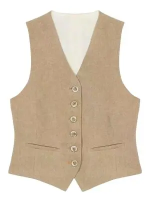 FORTELA Demi Button Welt-pocket Waistcoat - Neutrals
