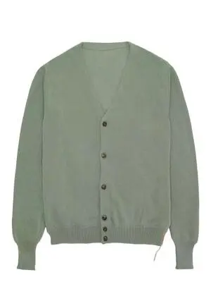 FORTELA Buttoned Ribbed Cardigan - Green