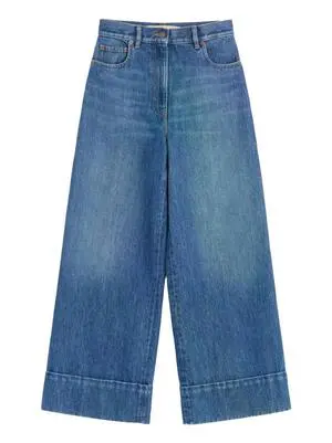 Valentino Garavani Cuffed V-motif Cropped Jeans - Blue