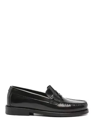 VINNY'S Frankie Leather Penny Loafers - Black
