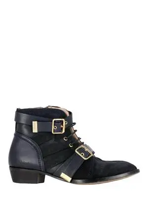 Chloé Buckled Lace-up Ankle Boots - Blue