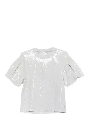 Dkny Sequin Puff-sleeve T-shirt - Grey