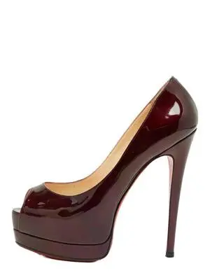 CHRISTIAN LOUBOUTIN Open-toe Leather Platform Pumps - Red