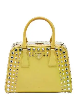 Prada Studded Leather Tote Bag - Yellow