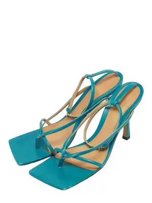 Bottega Veneta Square-toe Leather Stiletto Sandals - Blue