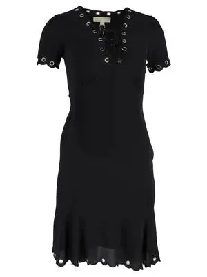 Michael Kors Vintage Eyelet-detail Lace-up Dress - Black