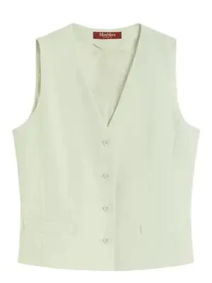 Max Mara V-neck Button Gilet - Green