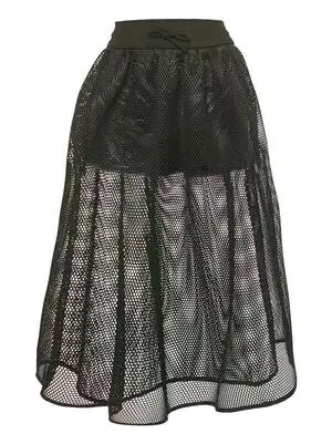 Dior Mesh Drawstring Midi Skirt - Black