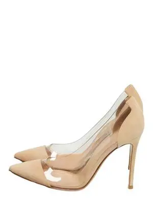 GIANVITO ROSSI Plexi Pointed Leather Pumps - Neutrals
